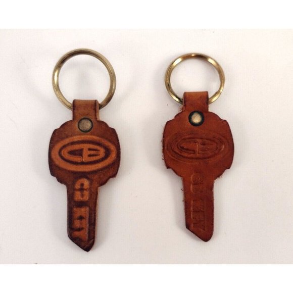 Other | Vintage Cb Key Leather Keychain Key Ring Holder Set Of 2 | Poshmark